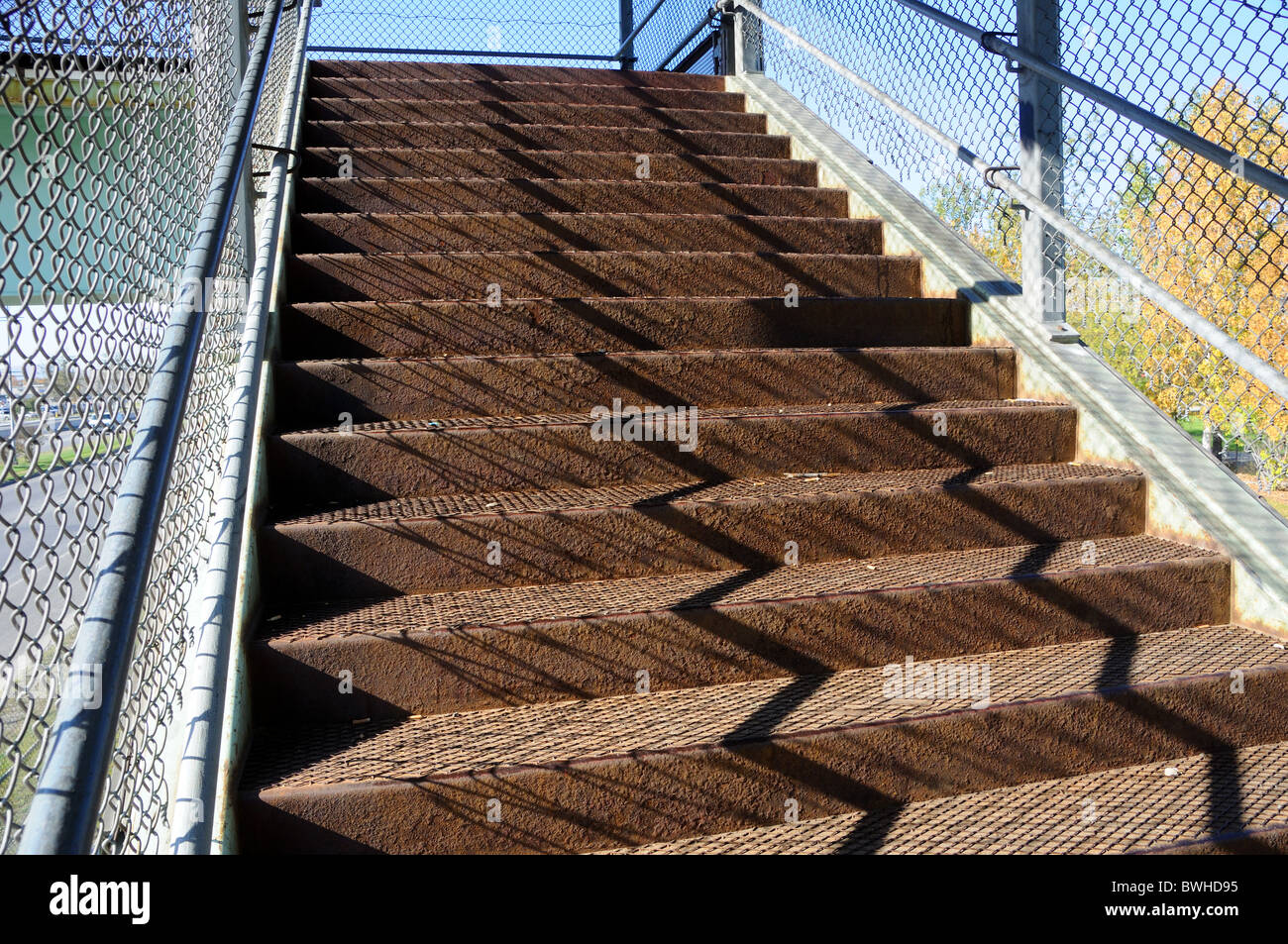 Rusty Stairway in Elevated Walkway Stock Photo - Alamy