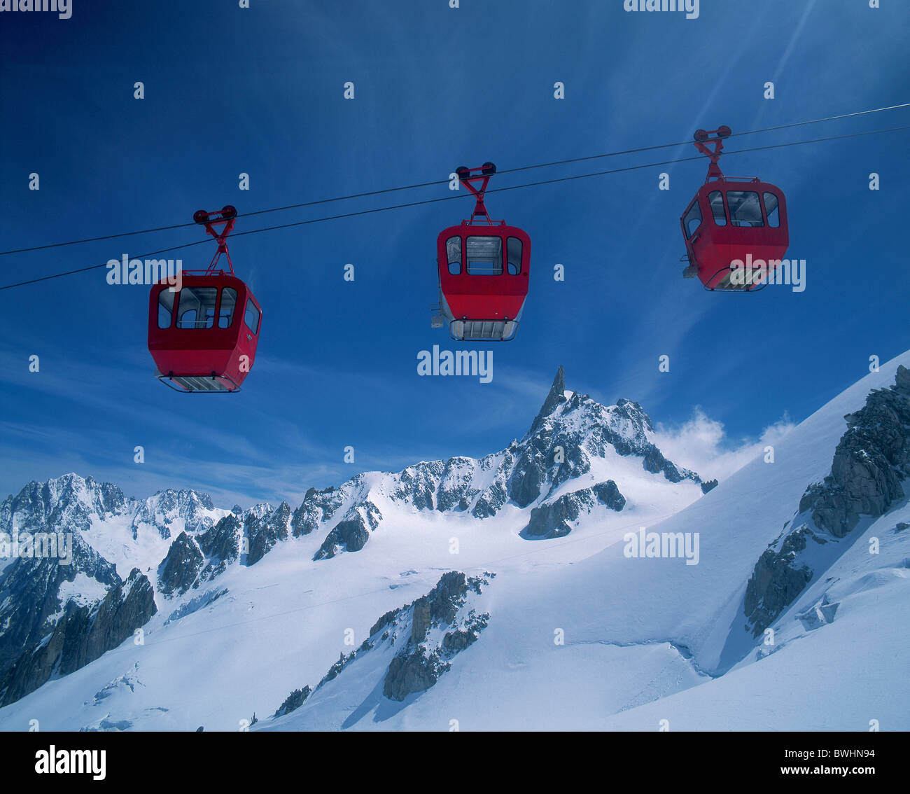 France Europe Chamonix Mont Blanc Region cable car ropeway aerial ...