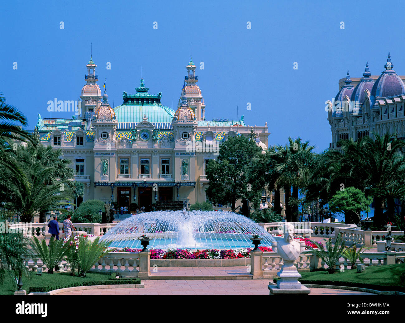 Monaco Monte Carlo casino gambling fountain Stock Photo - Alamy