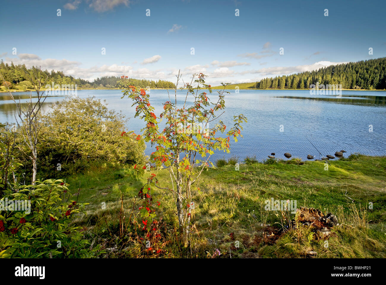 French Countryside central massif lake rambling travel volcanic Stock ...