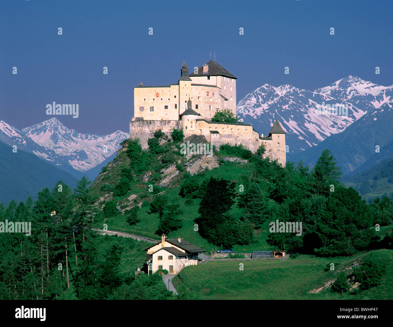 Switzerland Europe Grisons Graubunden Engadine Lower Engadine castle ...