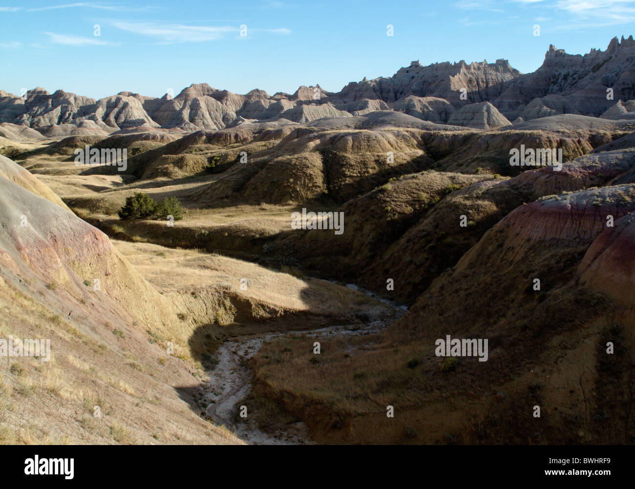 Rock formations caused by erosion in the Badlands National Park in ...