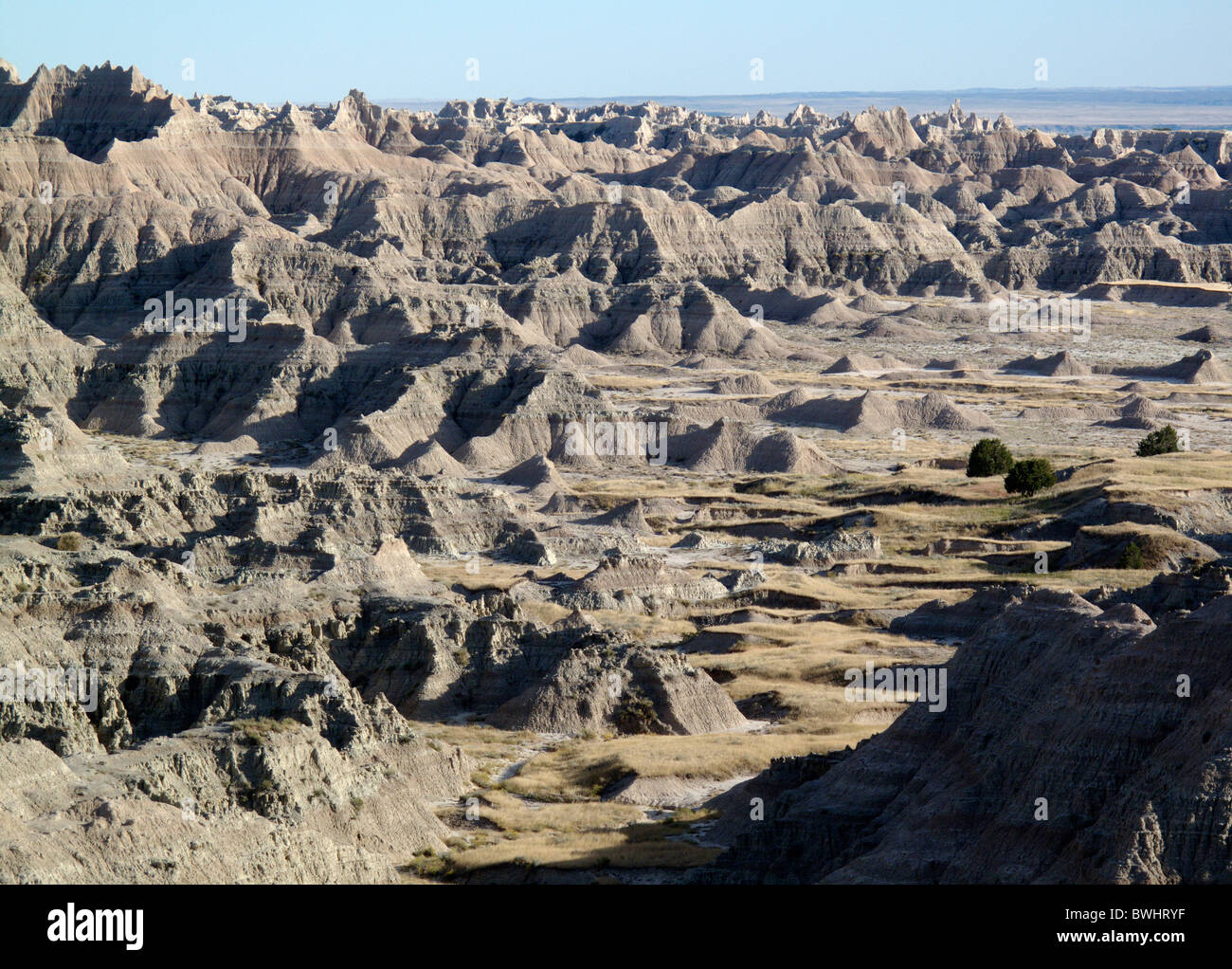Rock formations caused by erosion in the Badlands National Park in ...