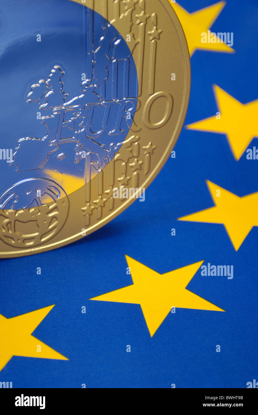 Euro coin with euro flag Stock Photo - Alamy