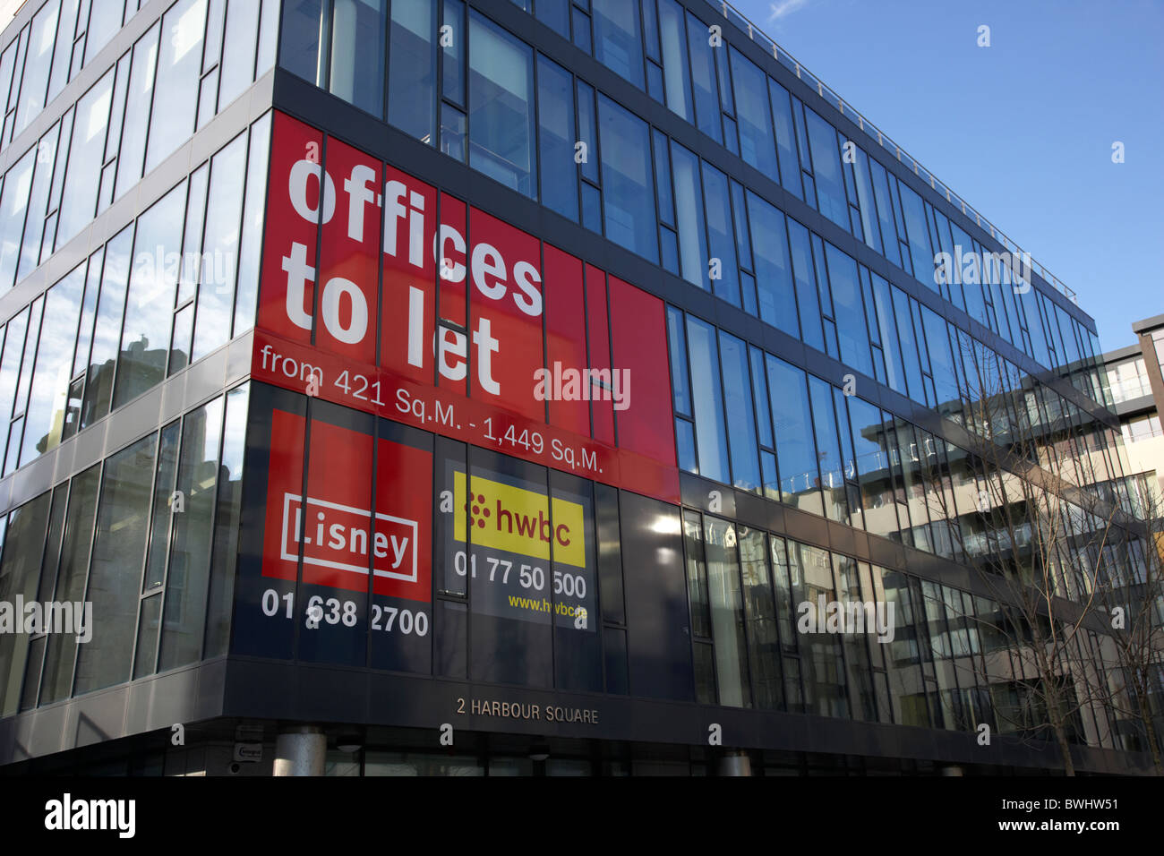 offices to let sign on empty new development offices in Dun Laoghaire ...