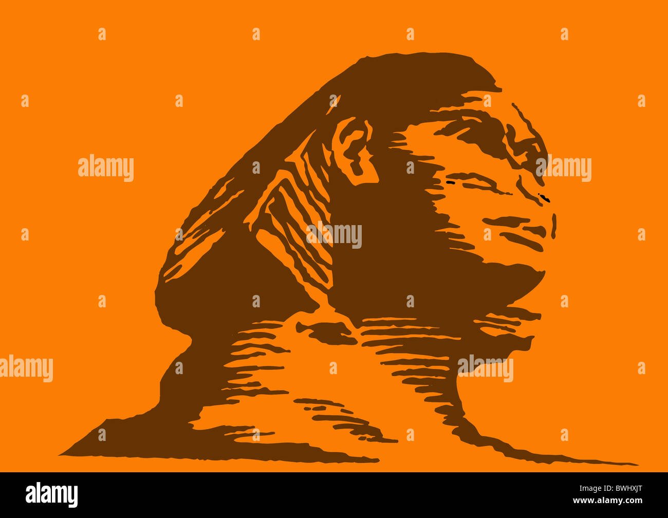 vector illustration of the sphinx on orange background Stock Photo - Alamy
