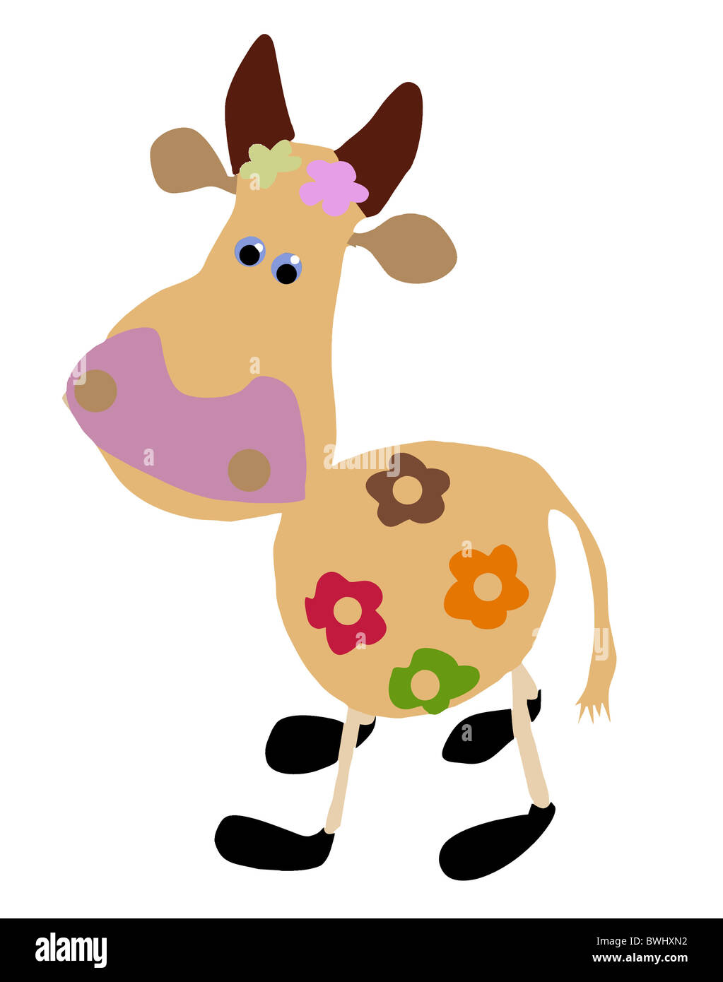 vector drawing of the cow on white background Stock Photo - Alamy