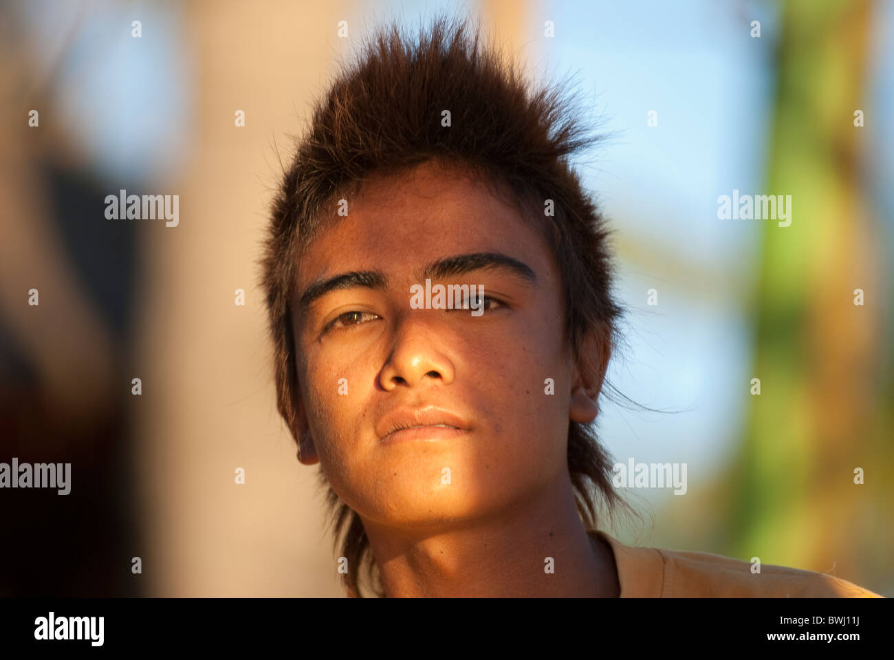 Local boy with original haircut Stock Photo - Alamy