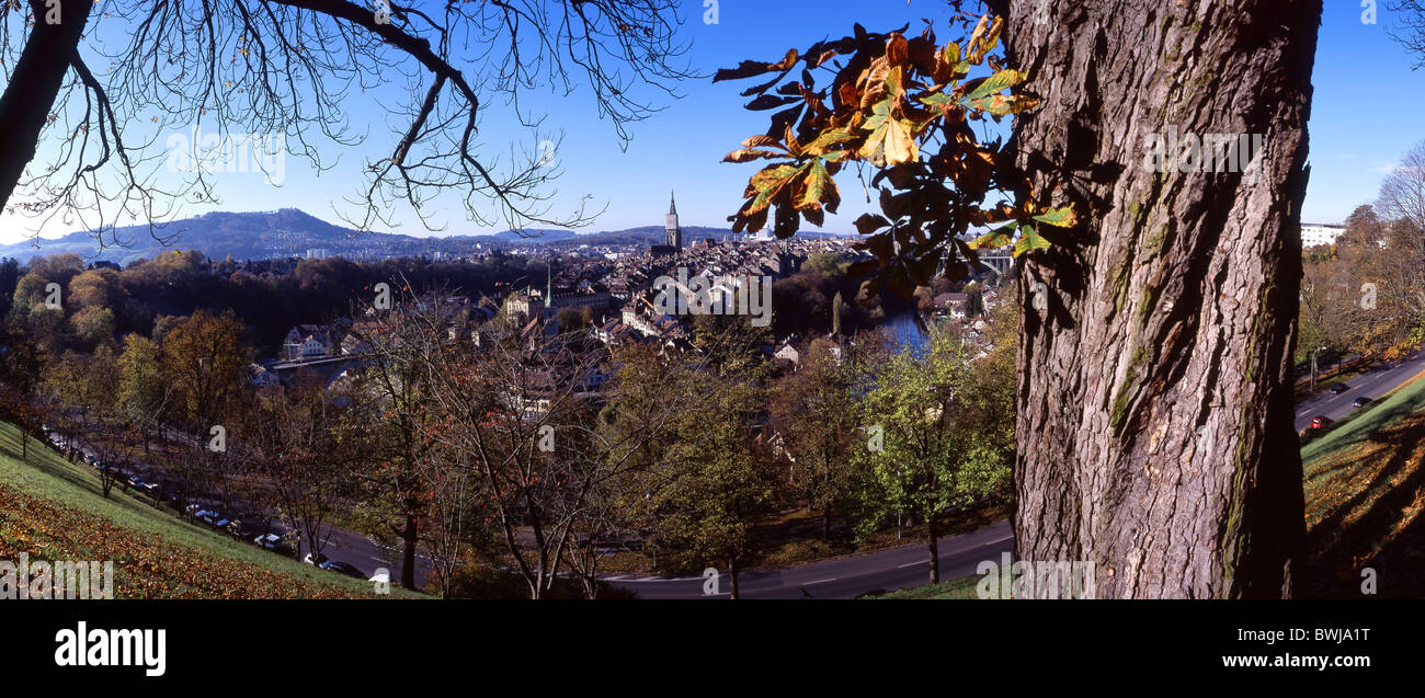 town city of Bern Old Town Aare overview autumn scenery landscape ...