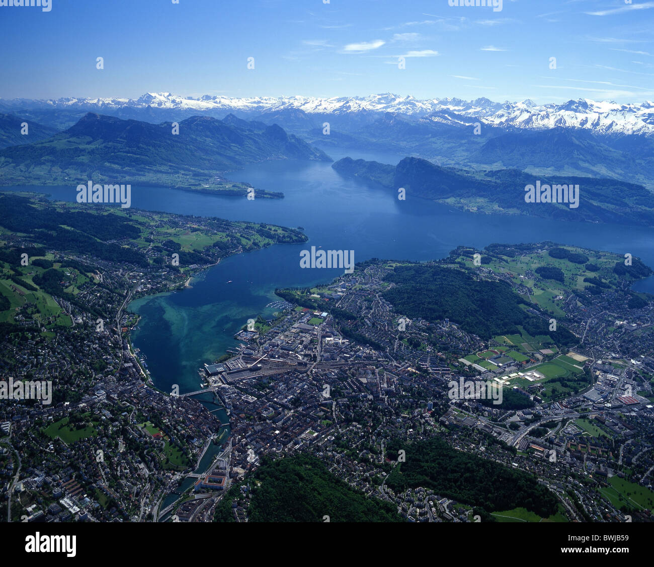 town city of Lucerne Lake Lucerne aerial view aerial photo panorama ...