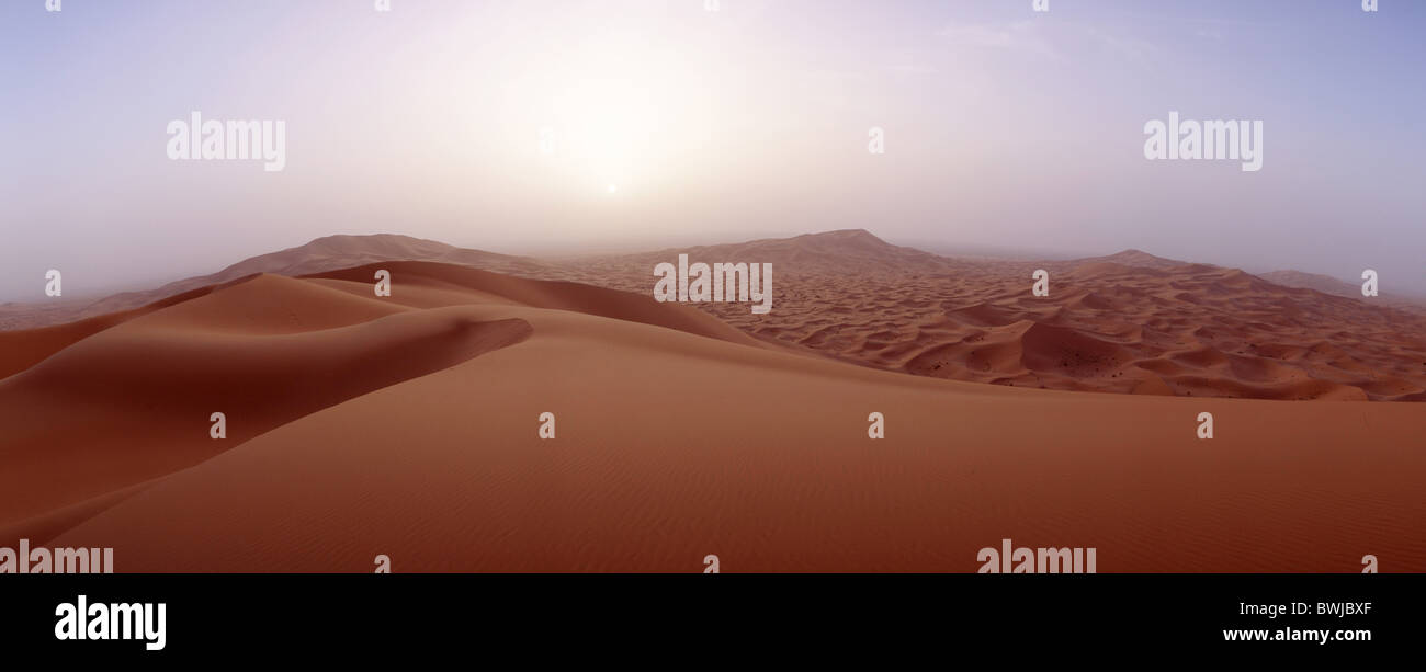 Sahara desert scenery landscape sand dunes mood dusk twilight panorama ...