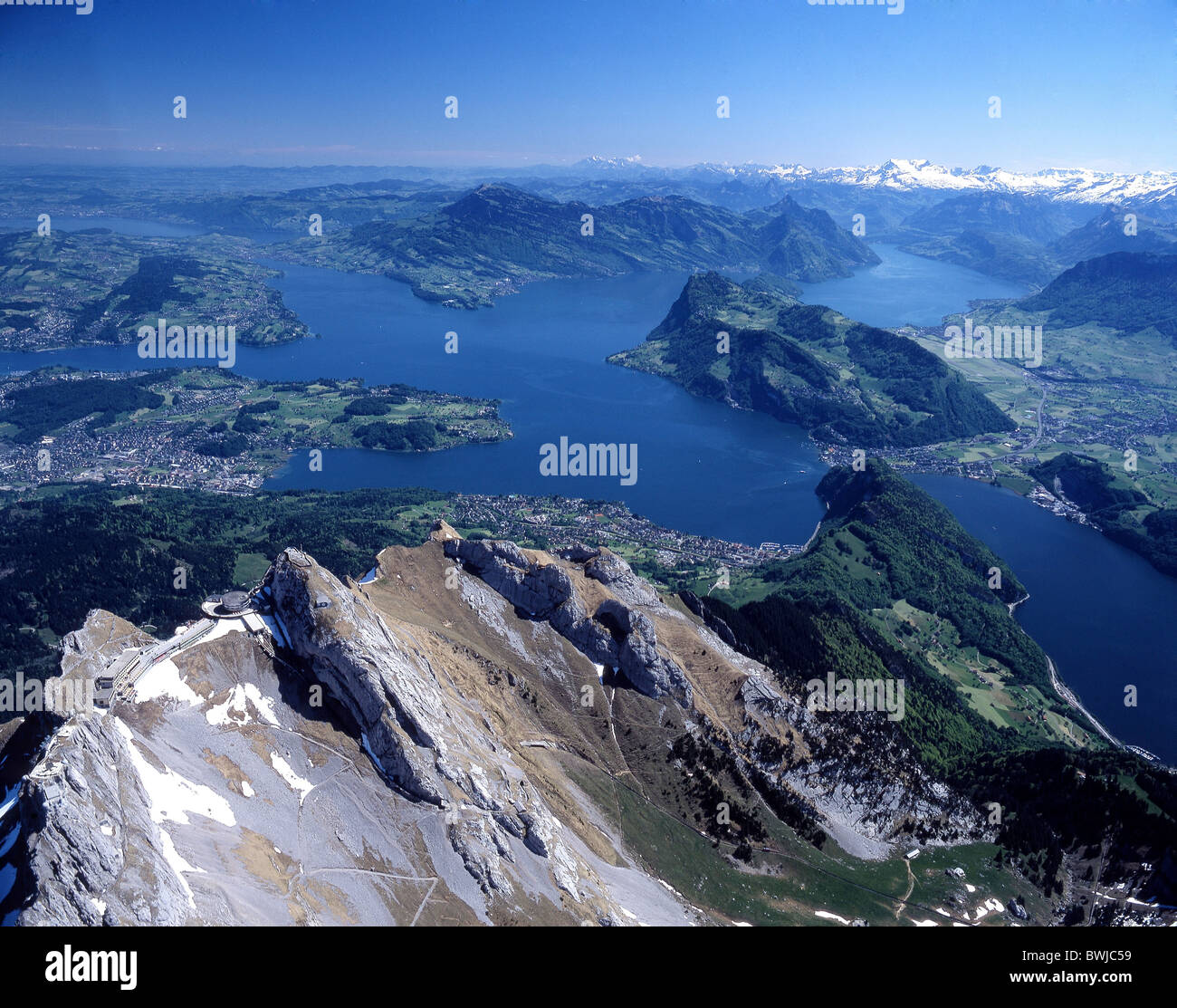 Pilatus Lake Lucerne overview scenery landscape Central Switzerland ...