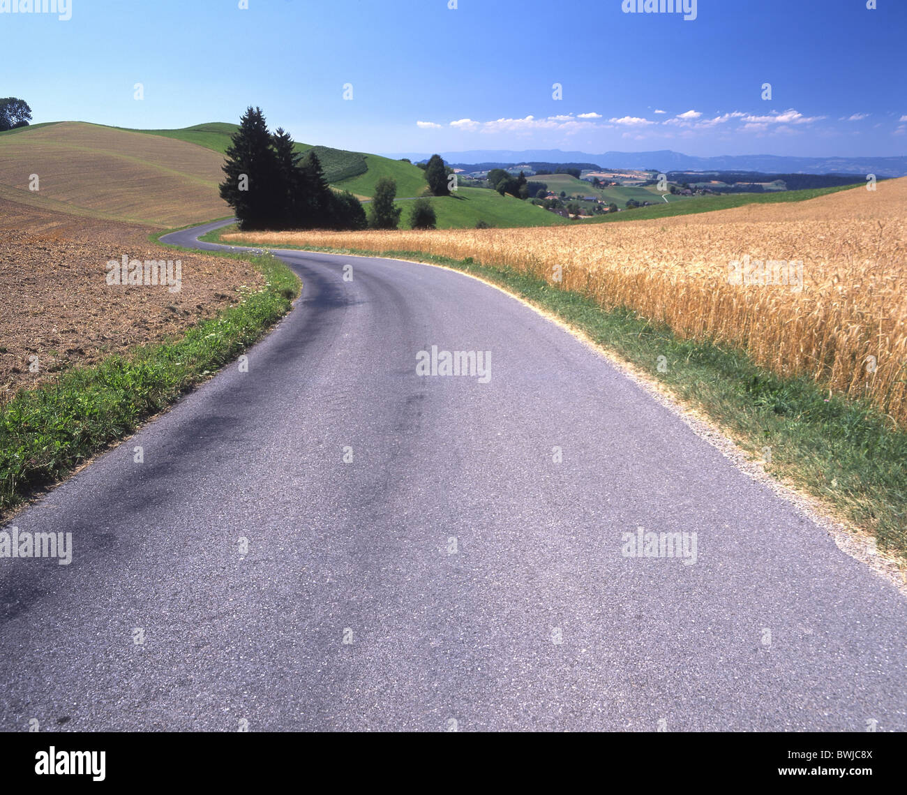 street country road fields hills Emmental scenery landscape Canton Bern ...
