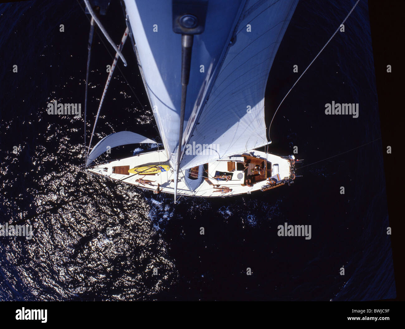 sailing ship overview sail boat from above lake sea spare time sailing ...