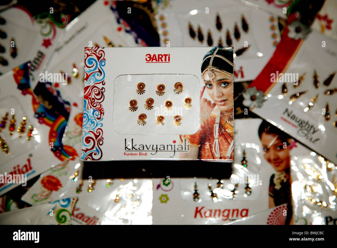 Packets of bindi stickers made in India Stock Photo - Alamy