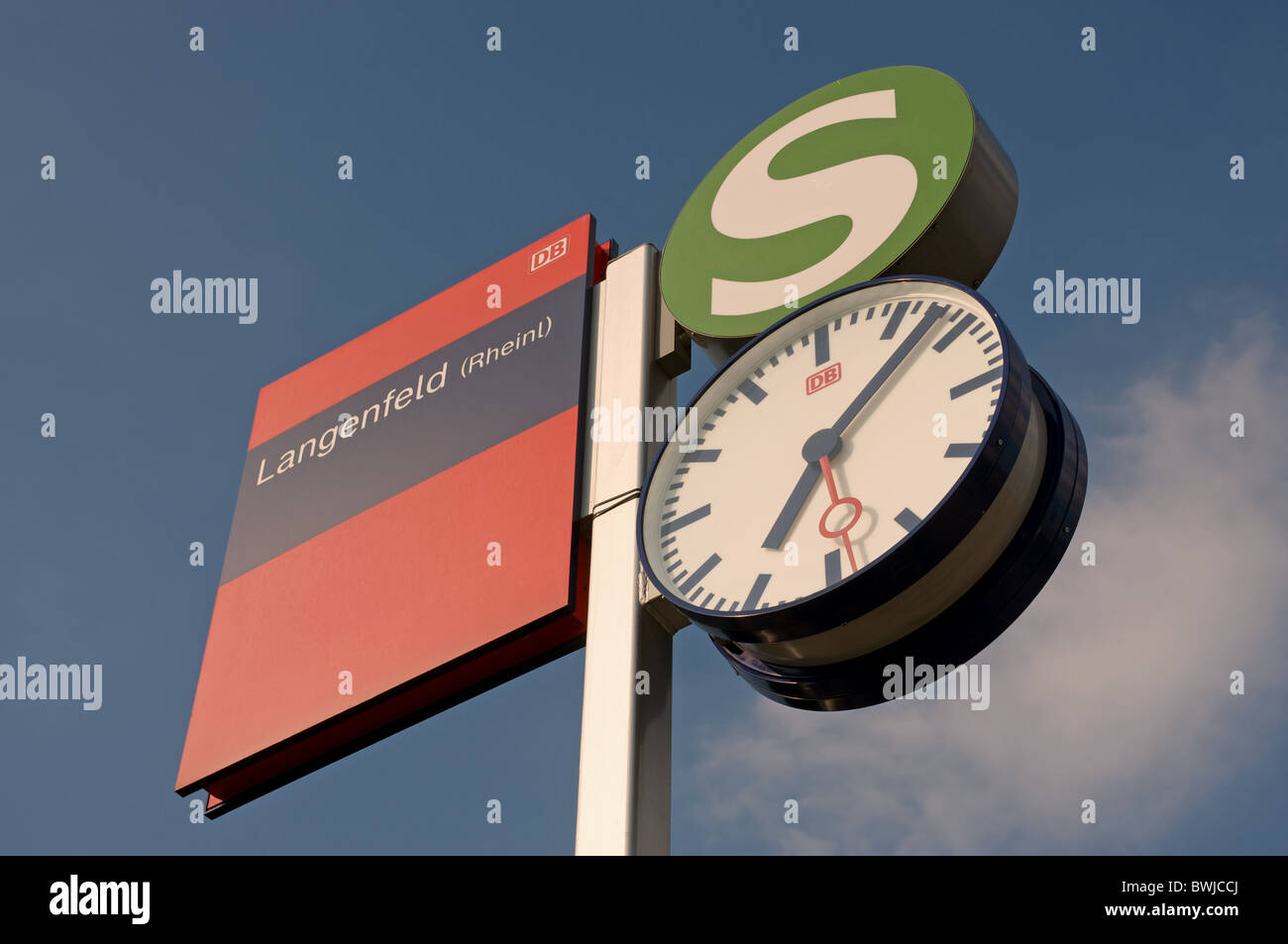 Langenfeld railway station sign, Germany Stock Photo - Alamy
