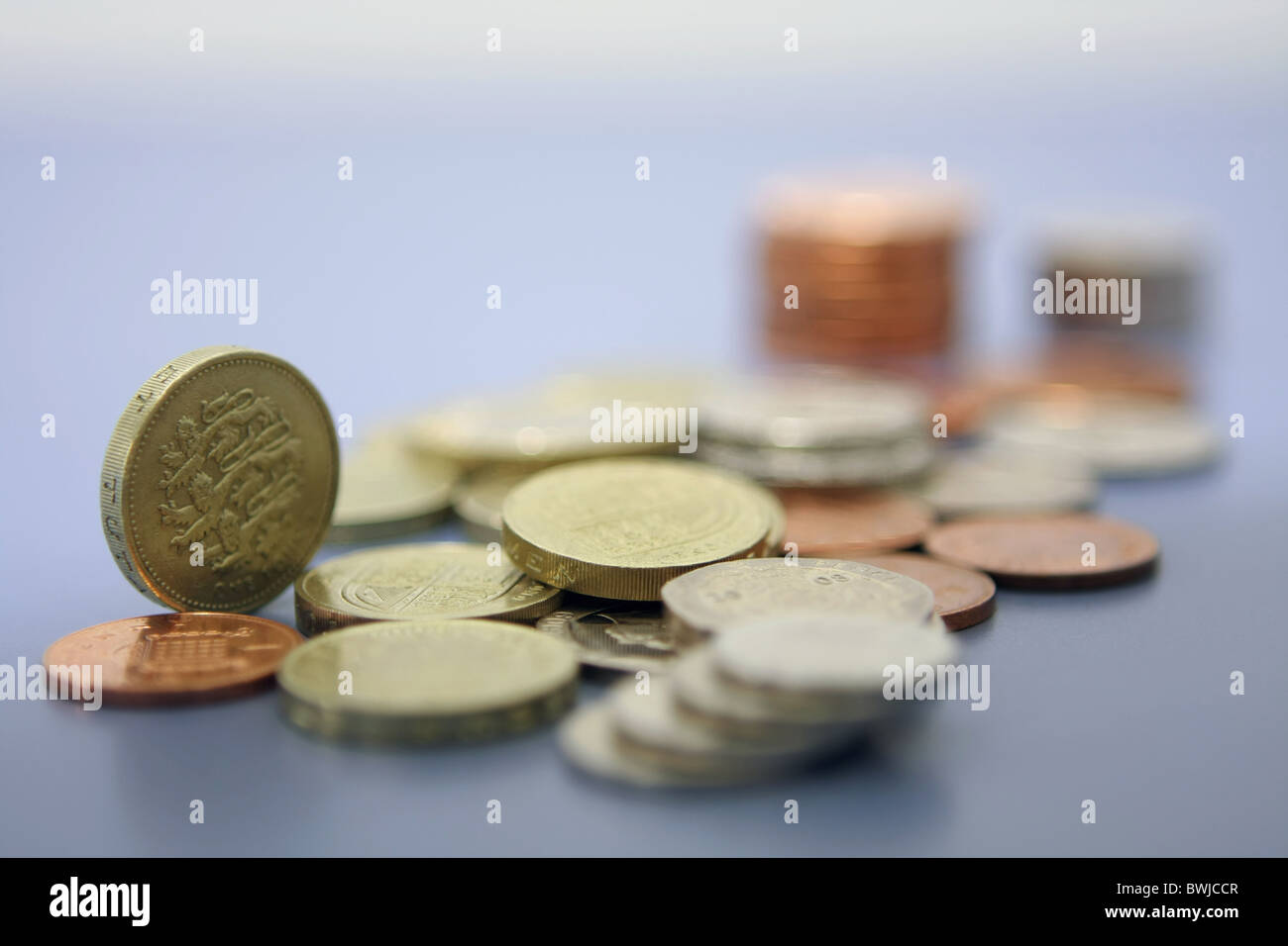 1p coins scattered hi-res stock photography and images - Alamy
