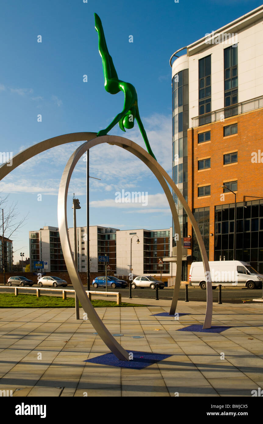 One of the five acrobat sculptures of 'Up There' by Colin Spofforth ...