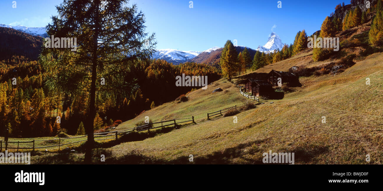 Zermatt Matterhorn scenery landscape autumn autumn scenery Stadel wood ...