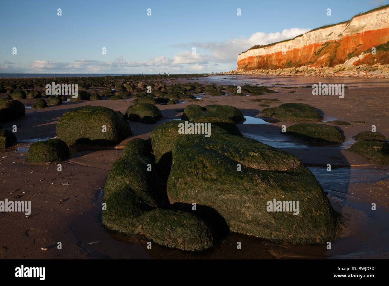 The multi coloured cliffs and beach of Hunstanton, west Norfolk Stock ...