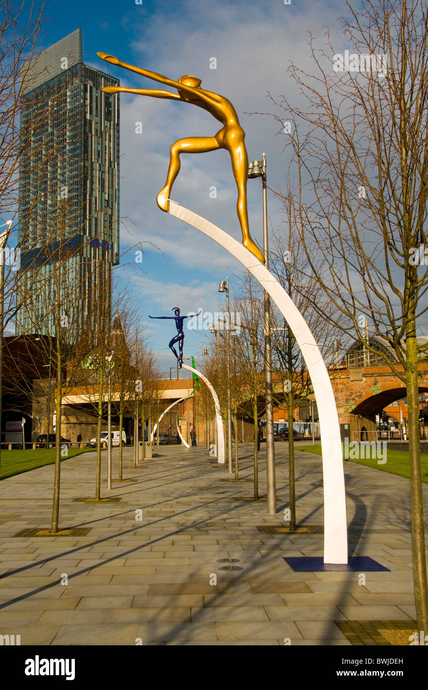 One of the five acrobat sculptures of 'Up There' by Colin Spofforth ...