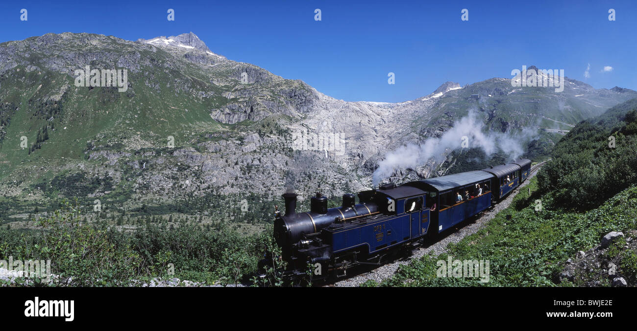steam railway Furka-mountain distance GAF steam train steam locomotive ...