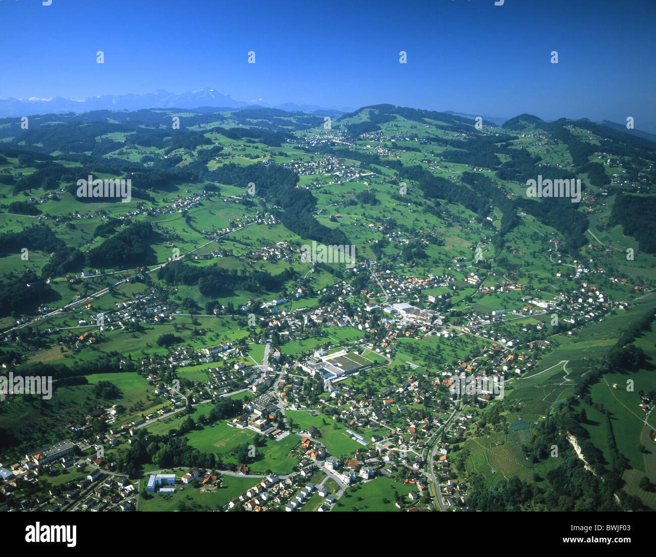 scenery landscape Thal canton St. Gallen aerial view aerial photo ...