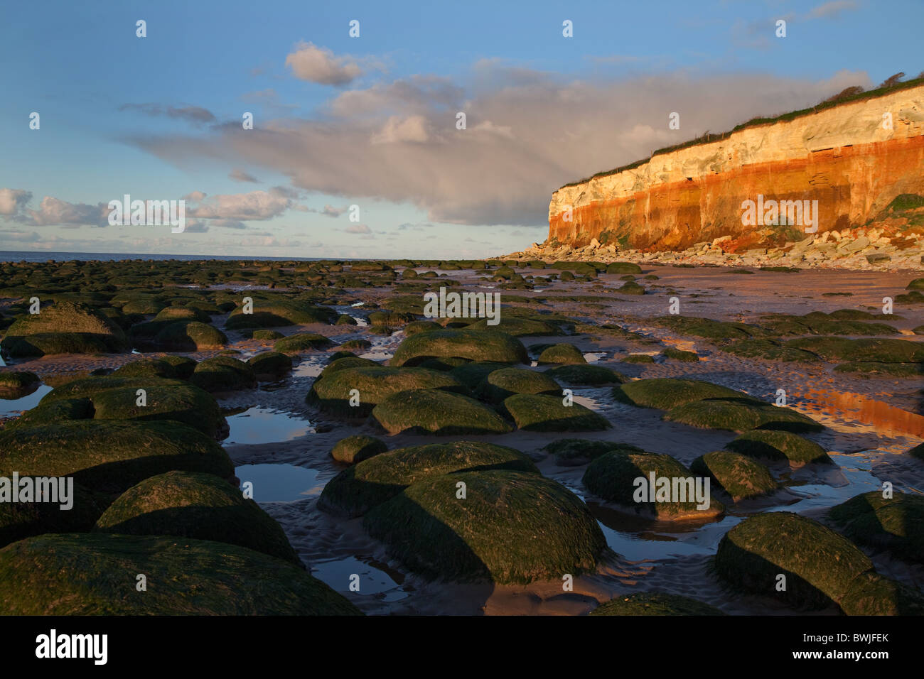The multi coloured cliffs and beach of Hunstanton, west Norfolk Stock ...
