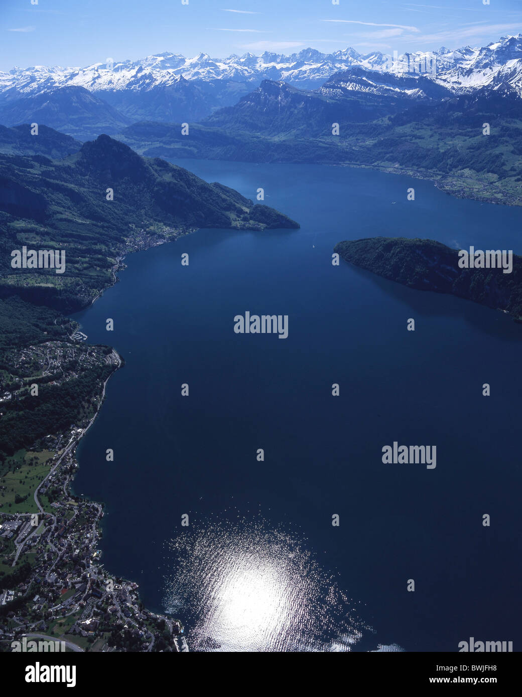 Lake Lucerne aerial photo aerial view Weggis Vitznau scenery landscape ...