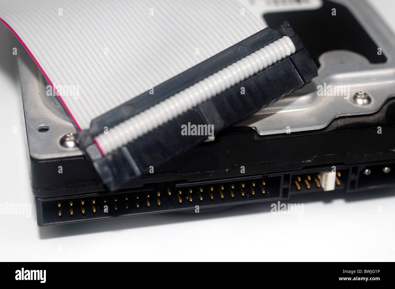 Computer hard disk and cable close up of the parallel connector Stock ...