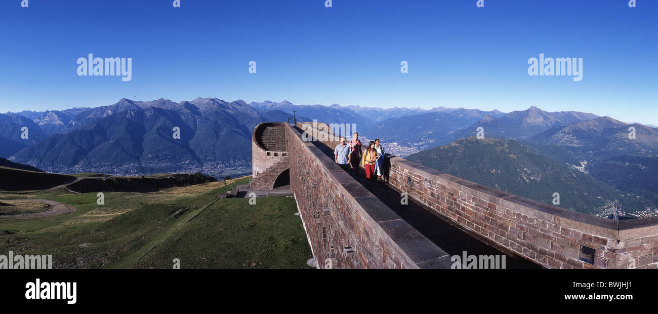 group hiker mountains Chiesa di Santa Maria degli Angeli Monte Tamaro ...