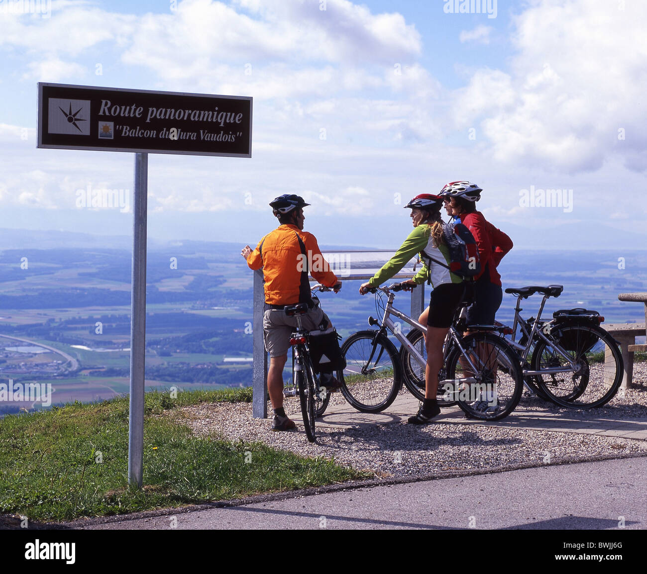 group excursion bicycle tour route Panoramique shield sign board ...