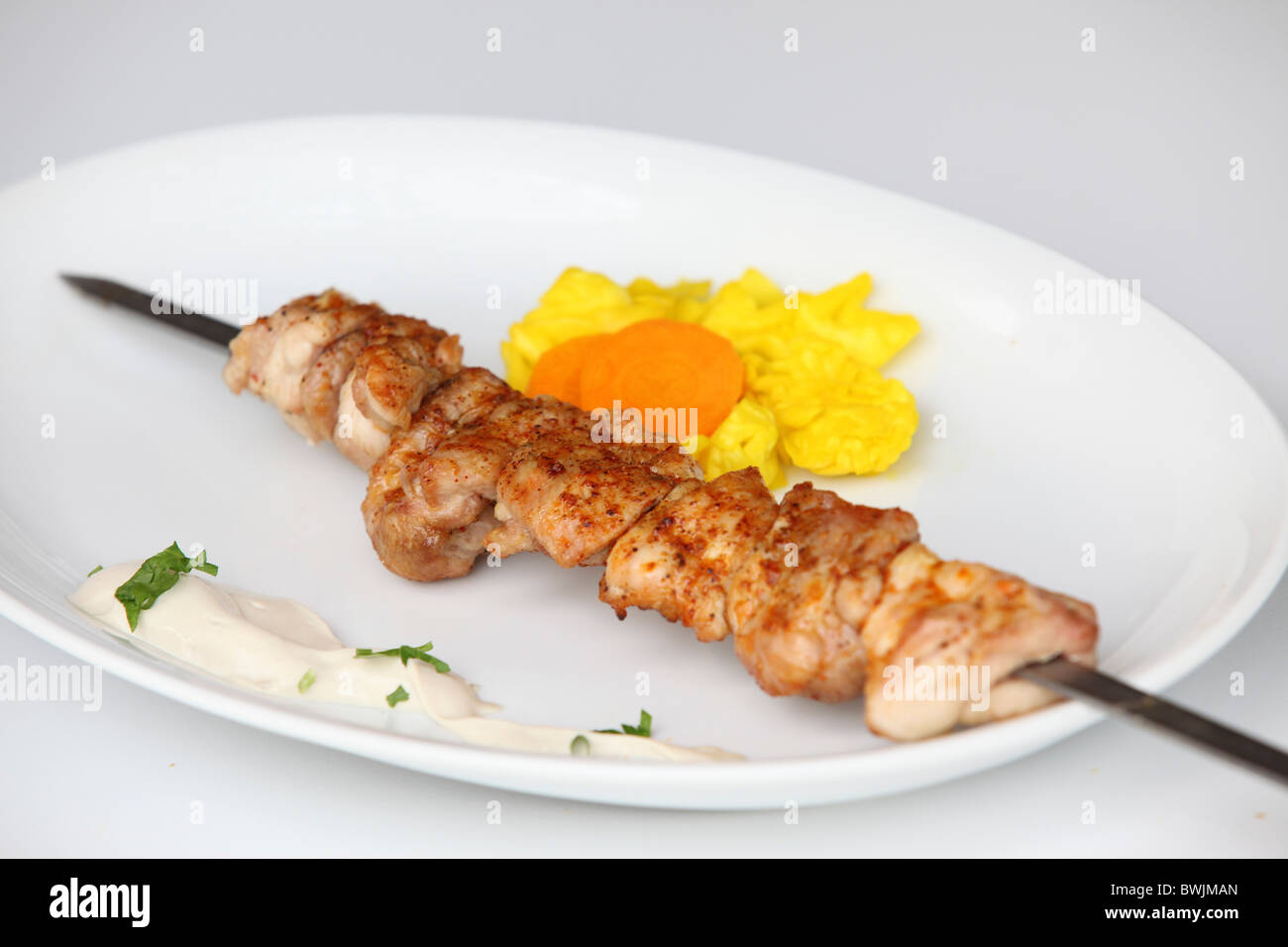 Char grilled Chicken Shish Kebab Skewer Stock Photo - Alamy