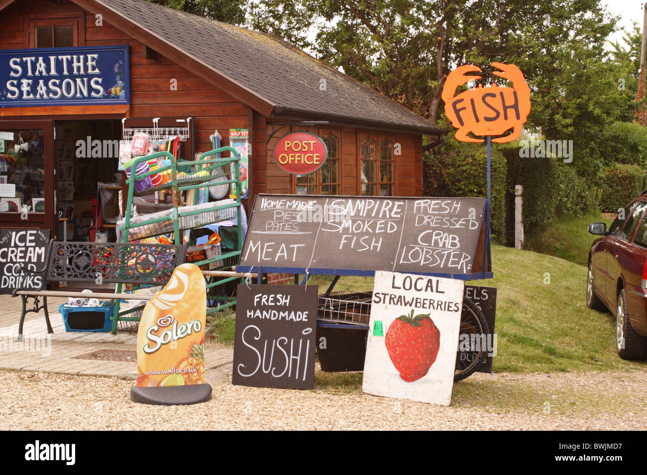 Advertising of fresh fish outside the Fish Shed Brancaster Staithe ...