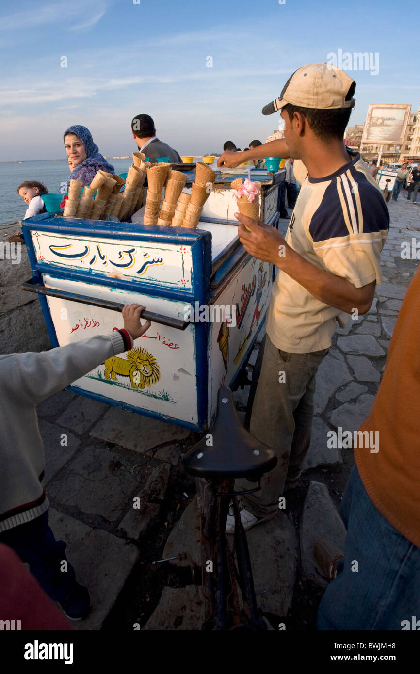 Ice cream vendor on the Corniche, Alexandria, Egypt Stock Photo - Alamy
