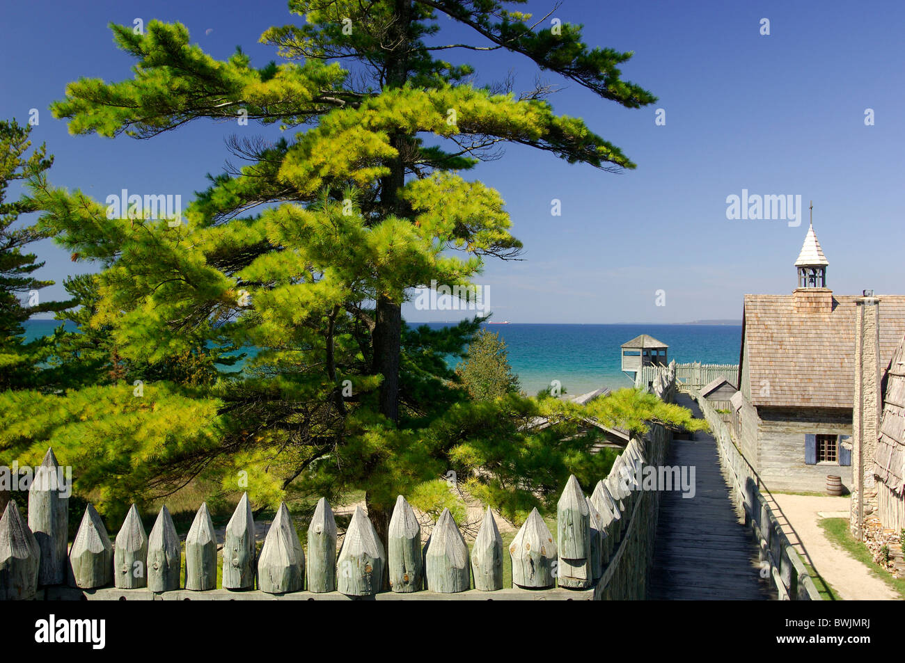 Colonia l Michilimackinac State Historic park fort fortress Palisades ...