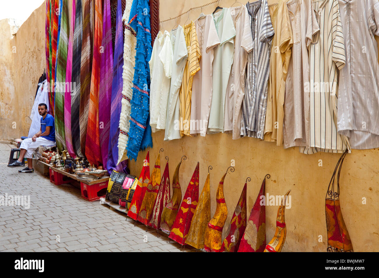 Shops and stores in the Medina, old city of Fes, Morocco Stock Photo ...