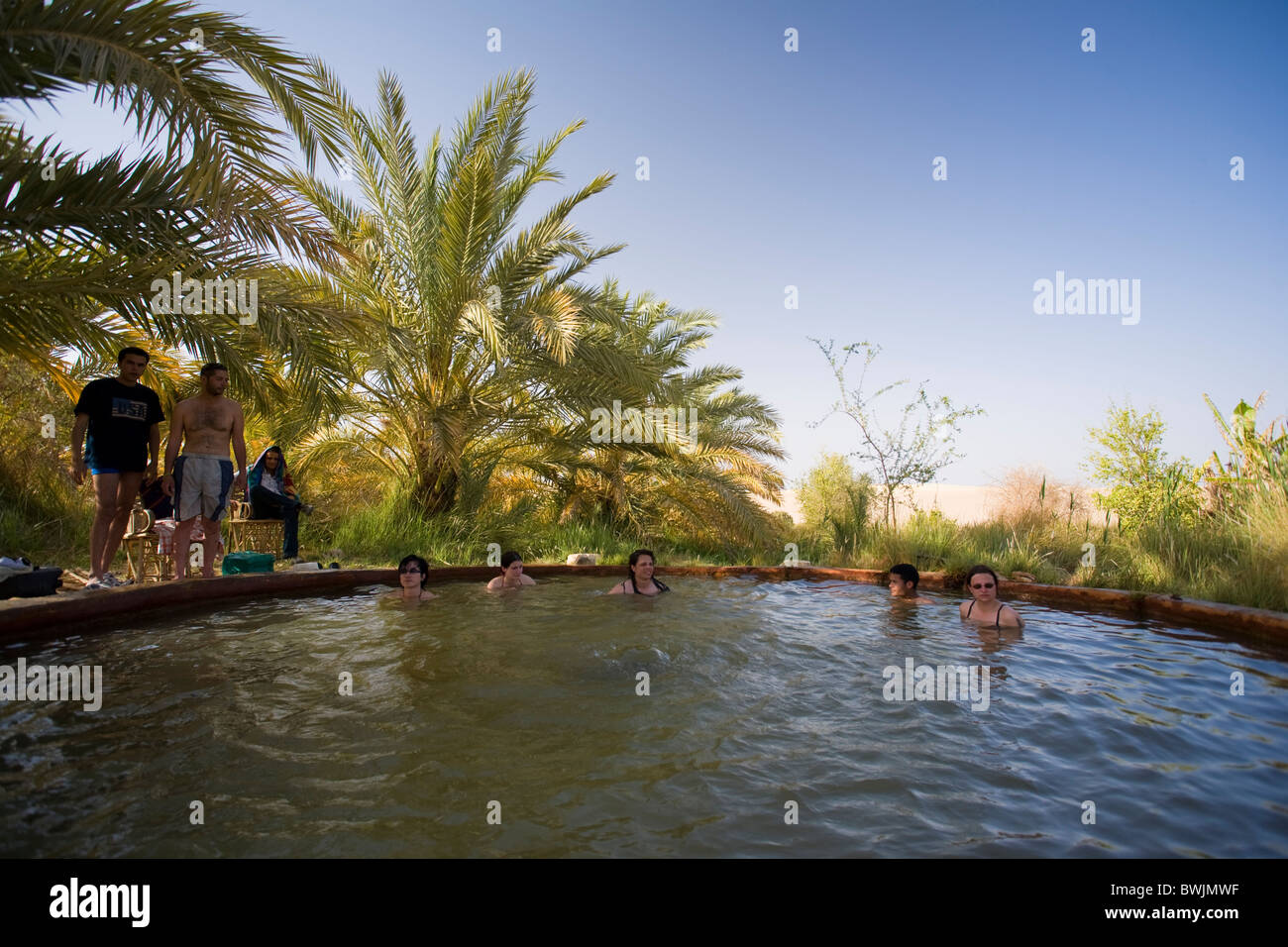 Tourist inside hot spring, Siwa Oasis, Egypt Stock Photo - Alamy
