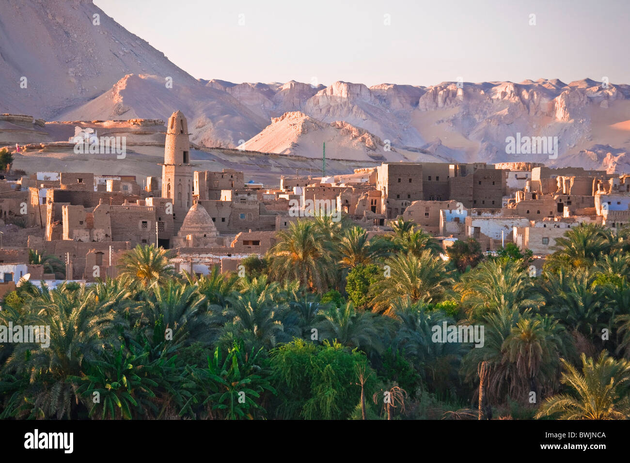 The medieval/Ottoman town of Al Qasr, Dakhla Oasis, Egypt Stock Photo ...
