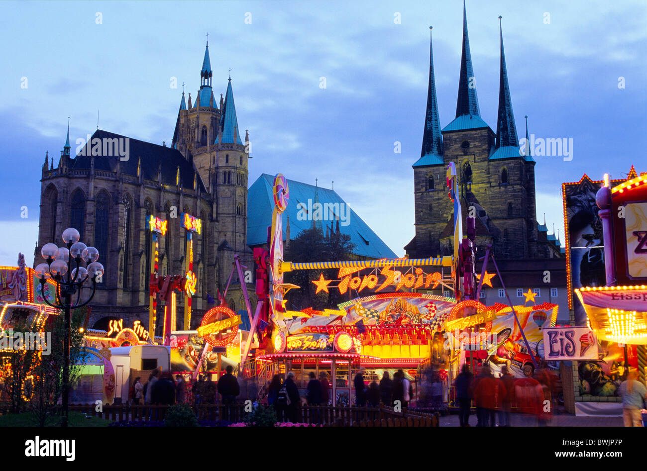 Europe, Germany, Thuringia, Erfurt. Spring festival at the Domplatz ...
