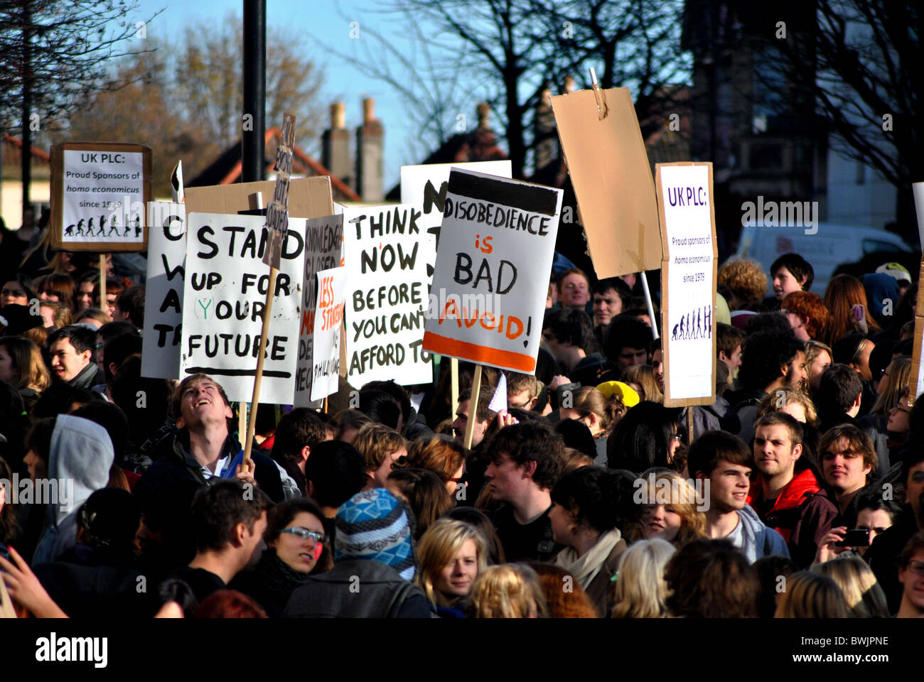 Bristol University students protest against rising tuition fees Stock ...