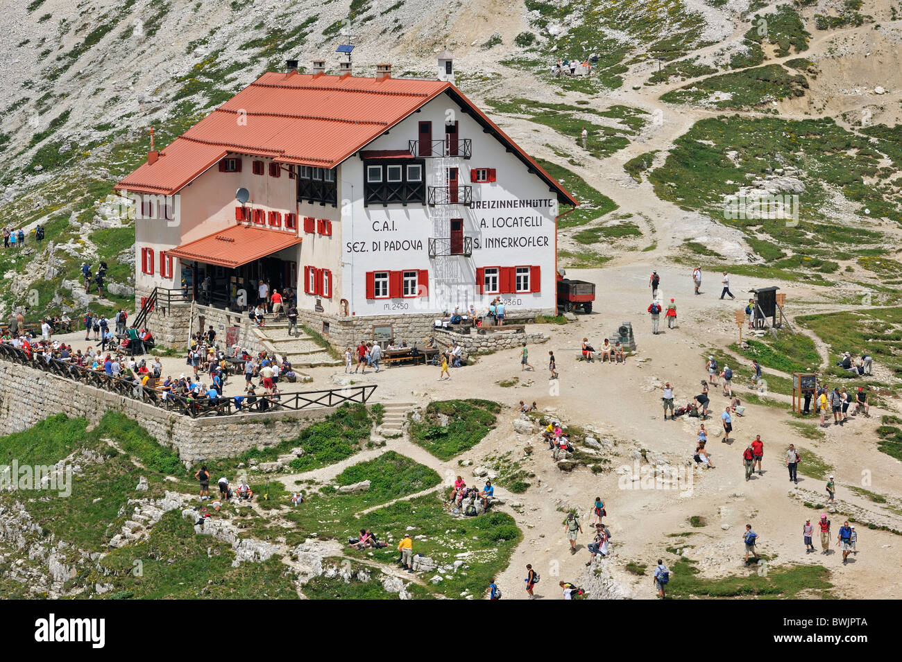 The mountain refuge Dreizinnenhütte / Rifugio Antonio Locatelli near ...