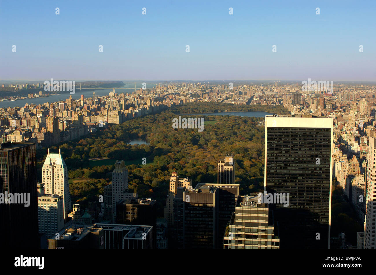New York Manhattan from top of the rock overview town city mood Central ...