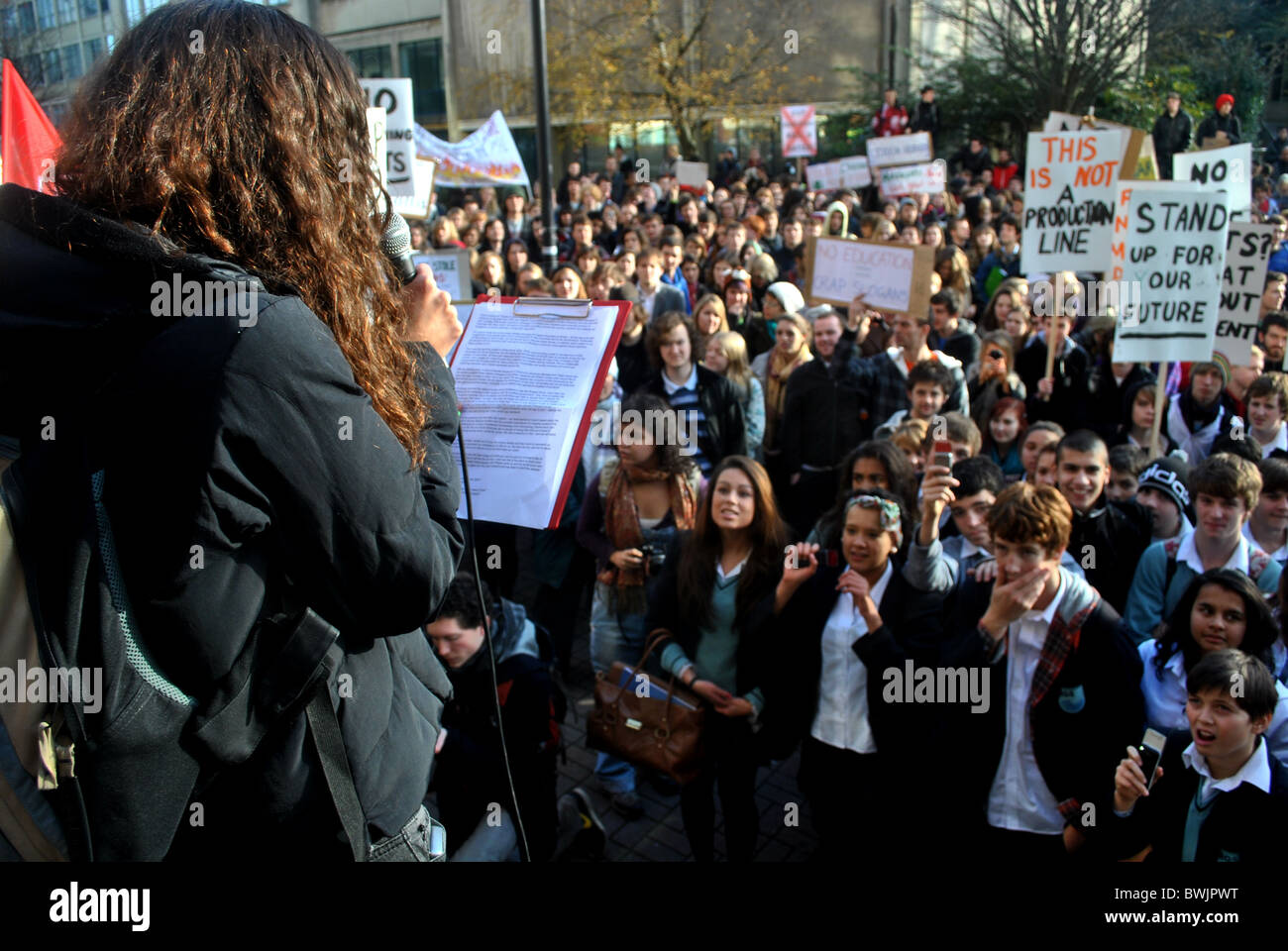 Students and schoolchildren protest rising tuition fees at the ...