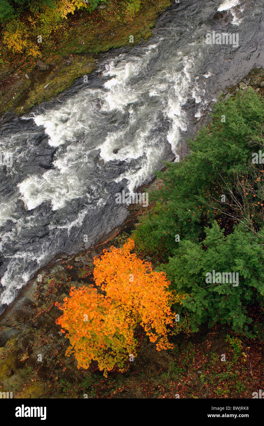 scenery landscape gulch river from above overview autumn Quechee Gorge ...