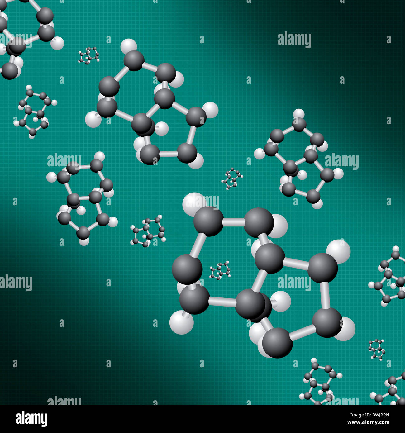 Array of organic molecules against a grid background Square Stock Photo ...