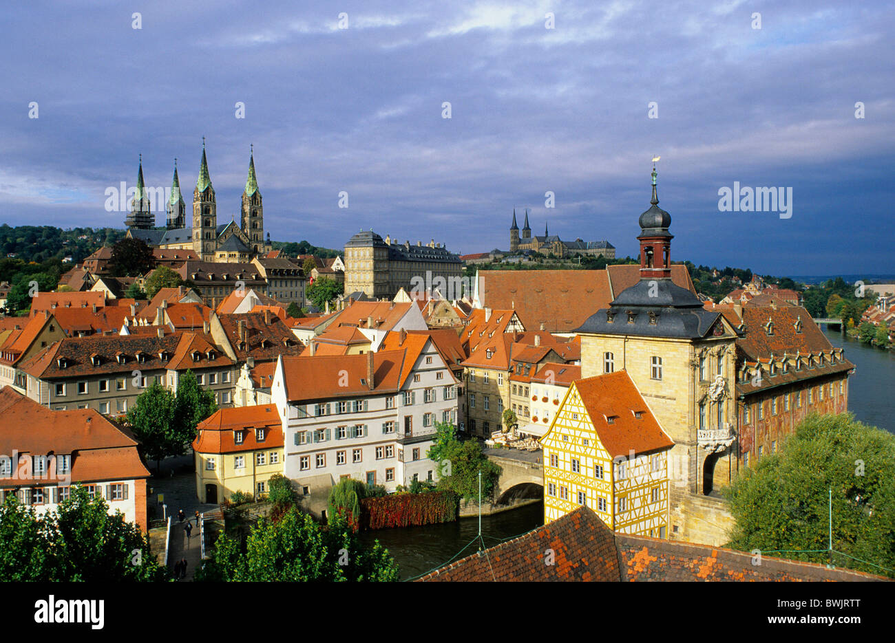 Europe, Germany, Bavaria, Bamberg, view over the city center with the ...