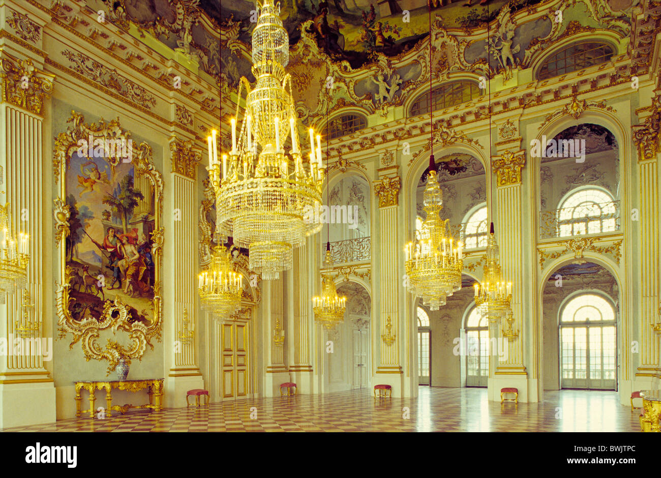 Europe, Germany, Bavaria, Munich, Nymphenburg Palace, interior view of ...