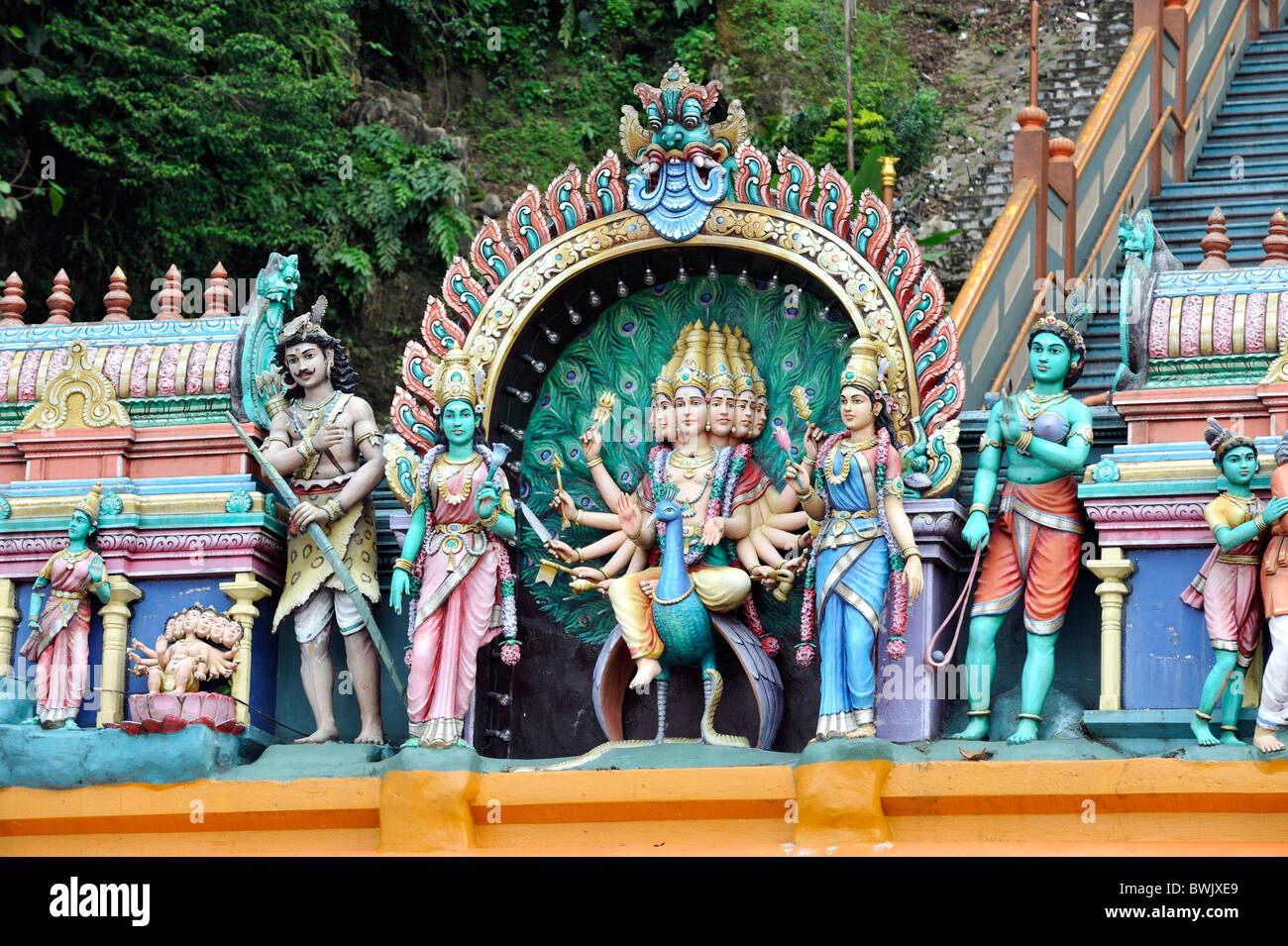Hindu gods represented in idols at the temple by Batu Caves, Kuala ...