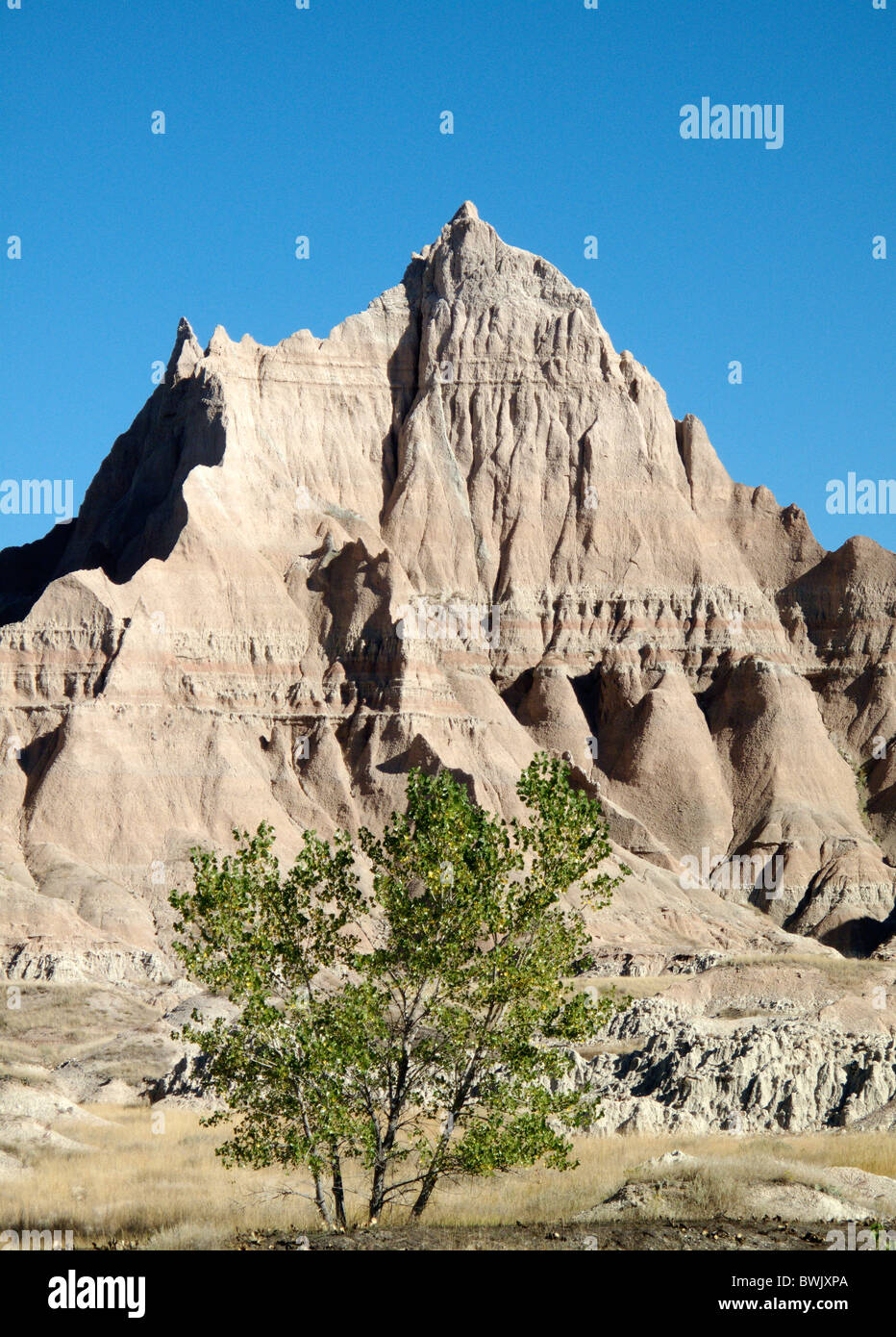 Rock formations caused by erosion in the Badlands National Park in ...